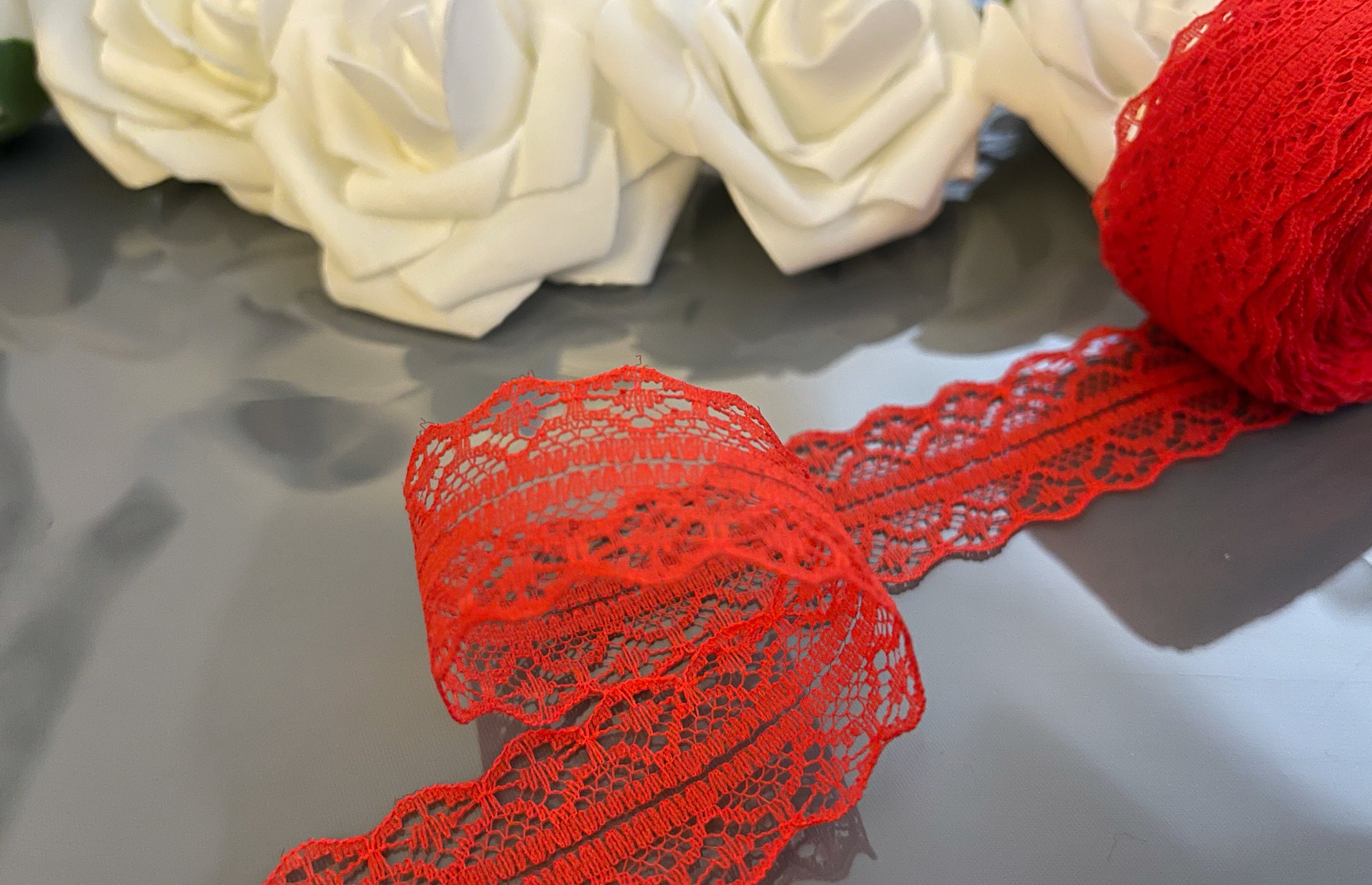 10 Yards Red Lace Trim Red Lace Red Lace Trim Ribbon Lace - Etsy