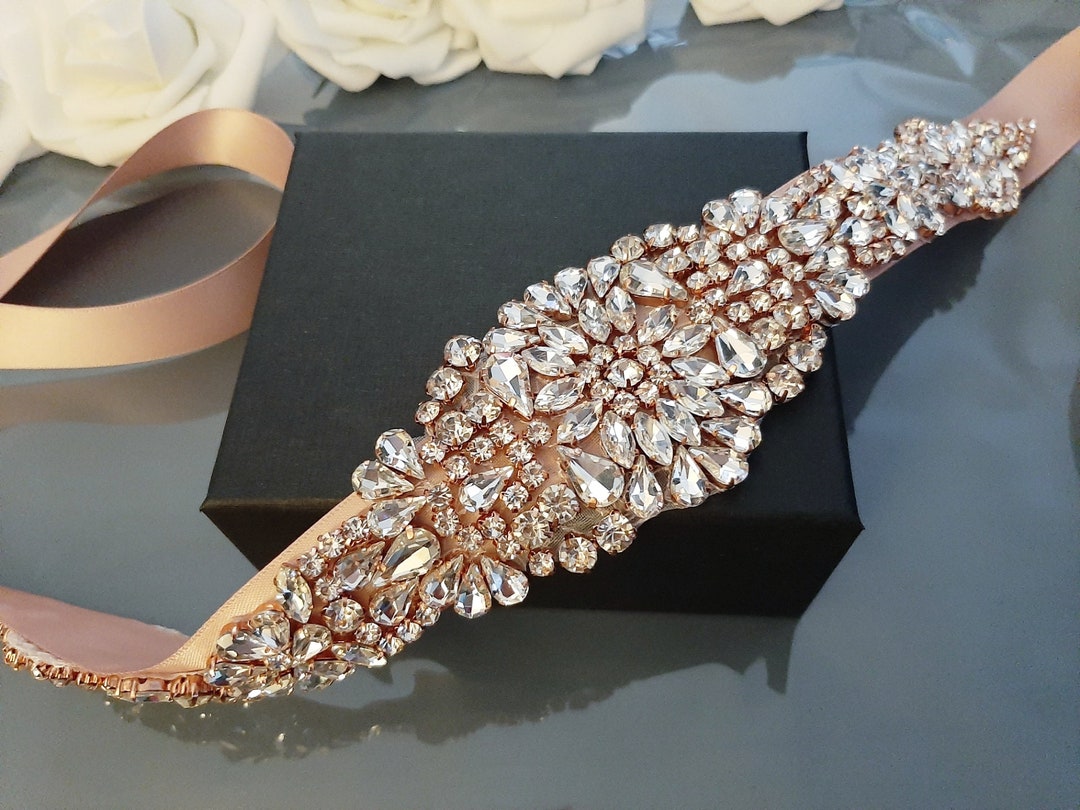 Rose Gold Bridal Belt, Wedding Belt, Rose Gold Bridal Sash, Rose Gold ...