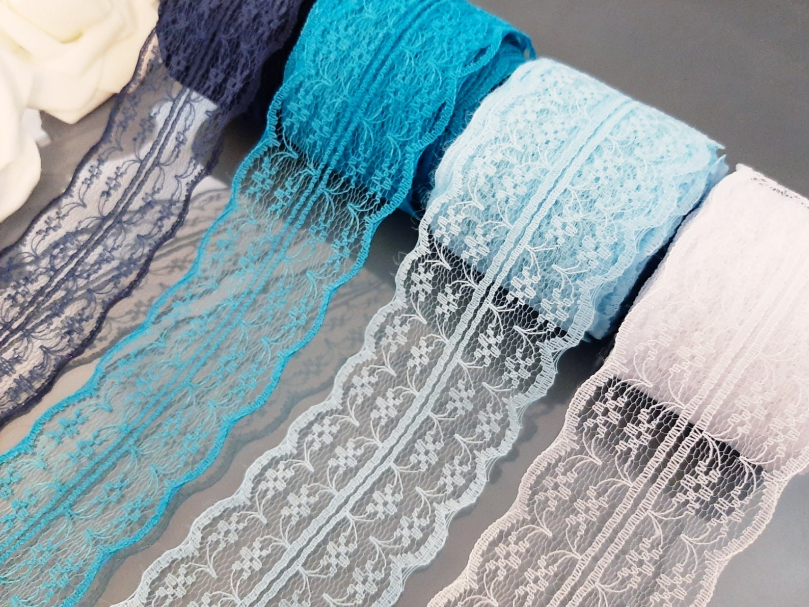 Navy Blue Lace Trim 2 Inches Wide Lace Trim Baby Blue Lace | Etsy