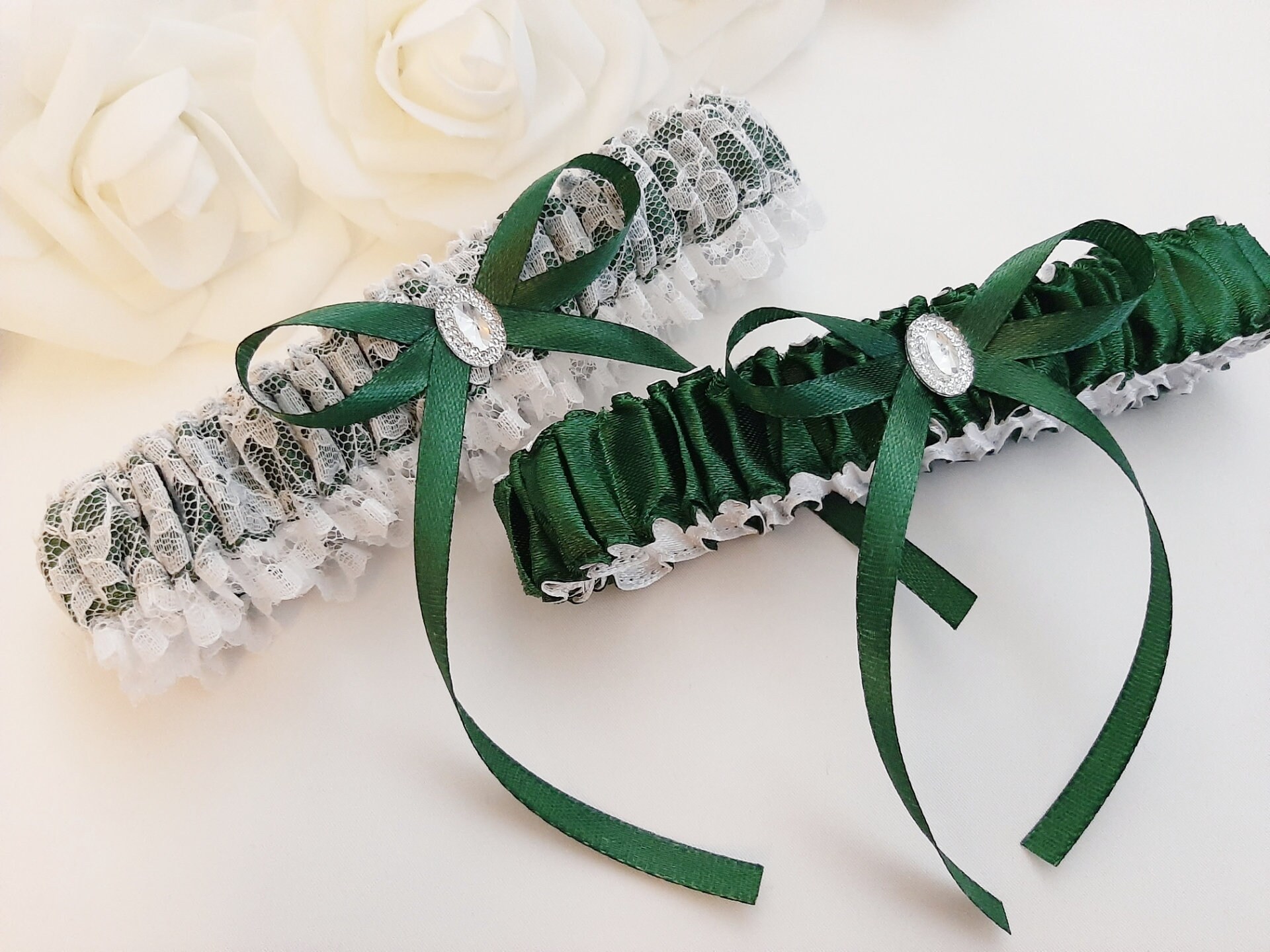 Dark Green Emerald Wedding Garter Lace Bridal Garter Set - Etsy