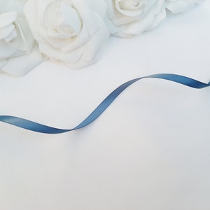 Dusty Blue Satin Ribbon, Double Sided Solid Dusty Blue Ribbon, Double ...