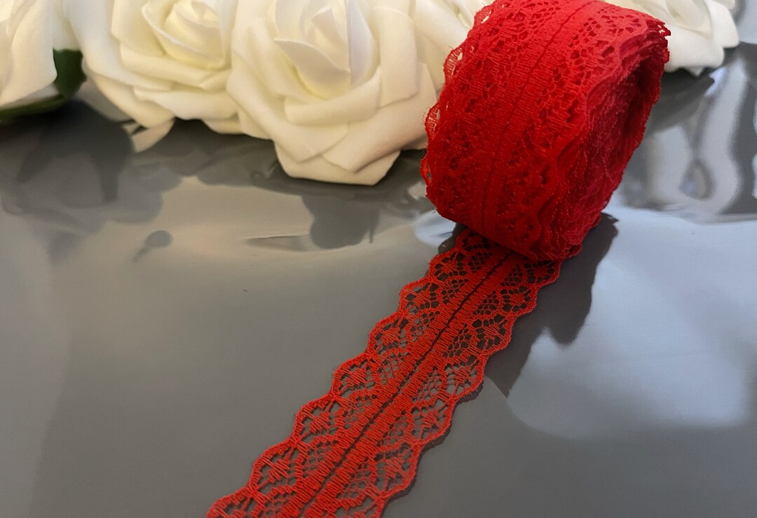 10 Yards Red Lace Trim Ribbon for Sewing, Gift Wrap, Wedding, and DIY ...