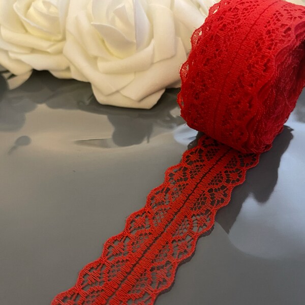 Red Lace Trim - Etsy