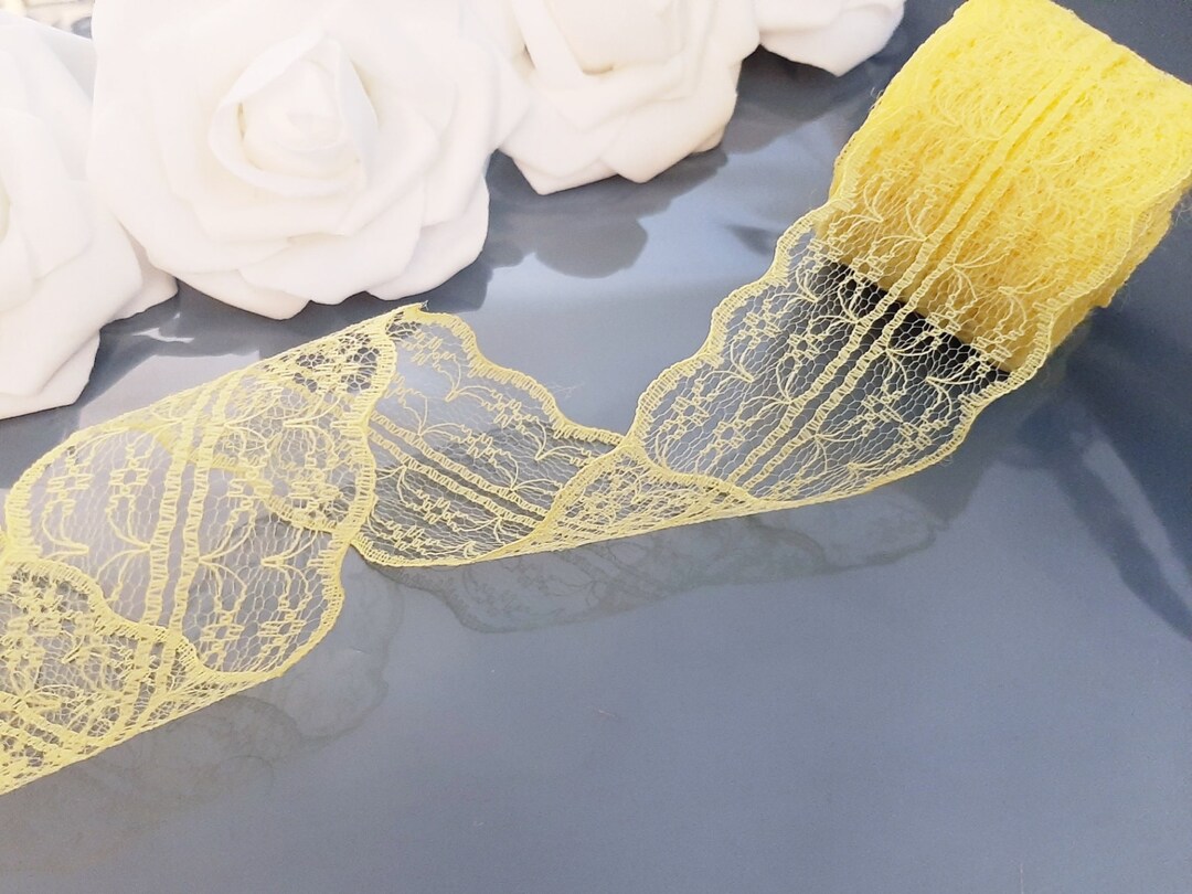 10 Yards Yellow Lace Trim, Lace Trim, Lace Trim Ribbon, Wholesale Lace ...