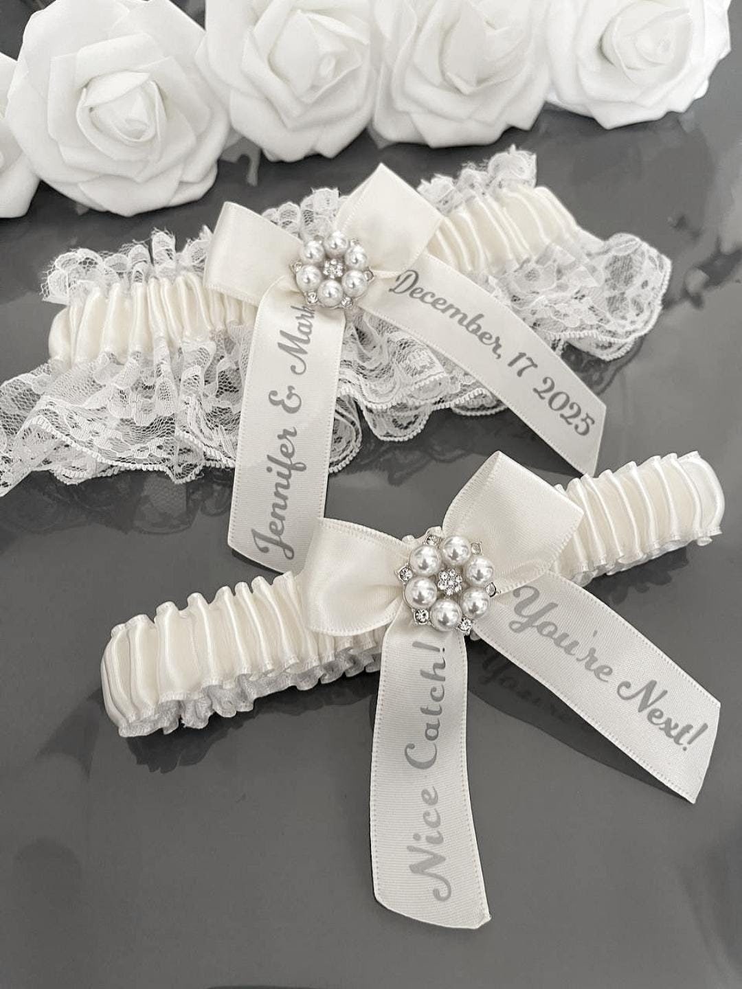 Garter Belt, Personalized Wedding Garters for Brides, Bridal Garter Set ...