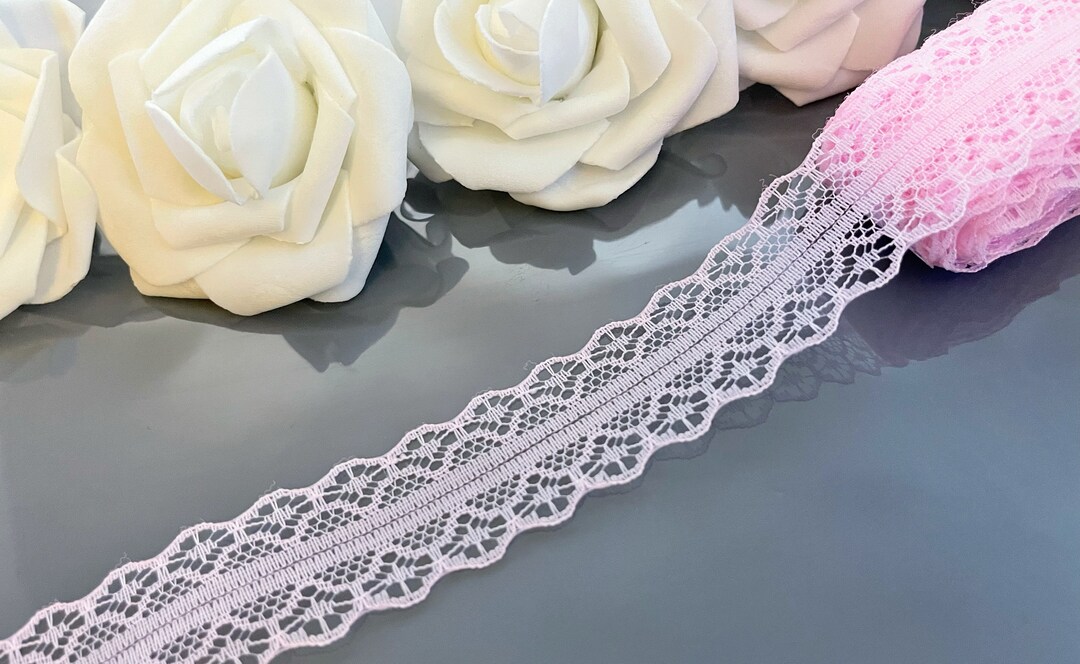 10 Yards Pink Lace Trim, Pink Lace Trim Ribbon, Pink Lace, Lace Sewing ...