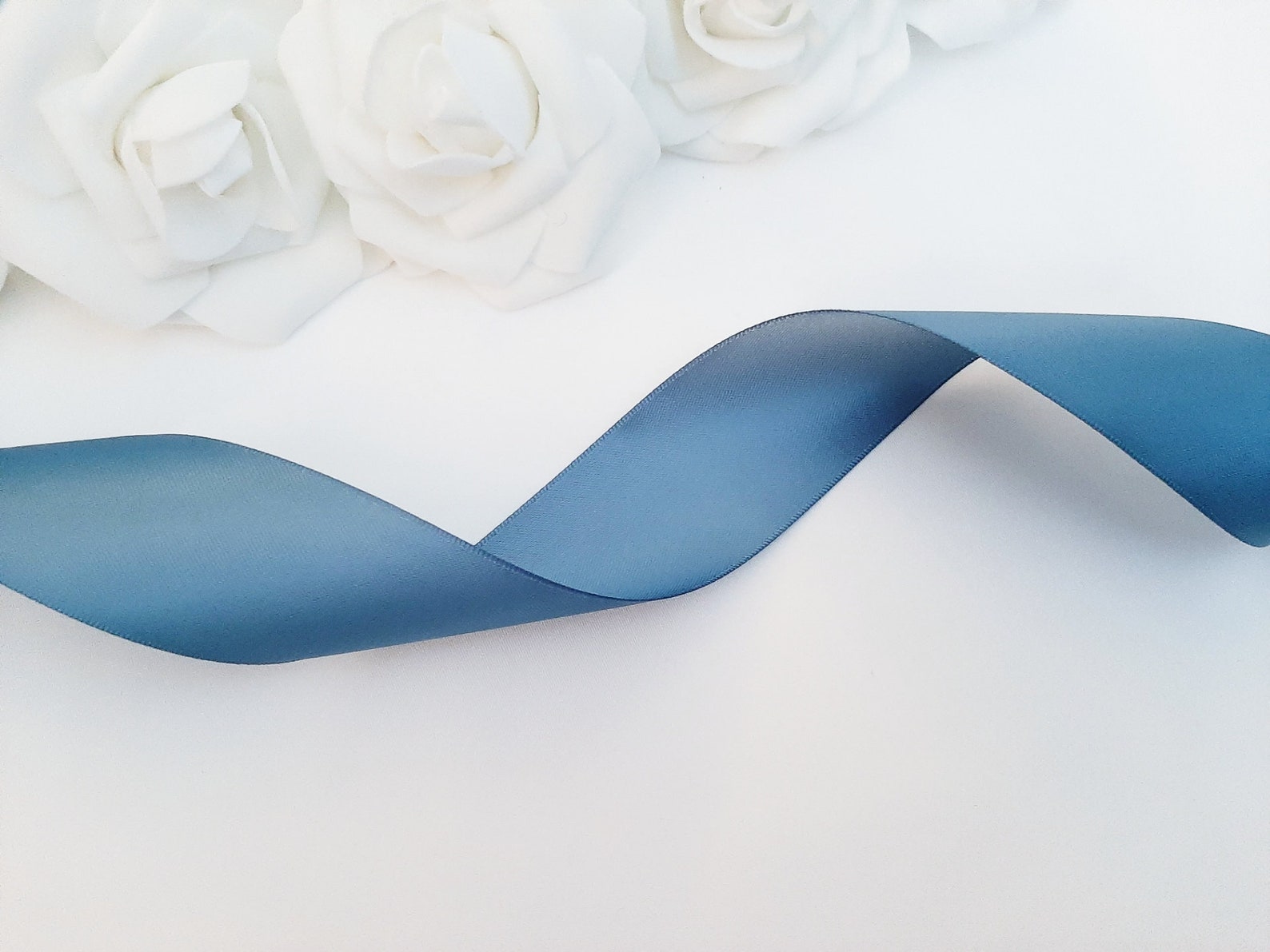 Dusty Blue Satin Ribbon Double Sided Solid Dusty Blue Ribbon - Etsy