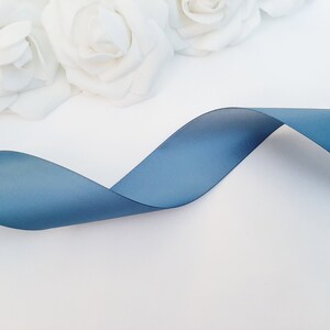 Dusty Blue Satin Ribbon, Double Sided Solid Dusty Blue Ribbon, Double ...