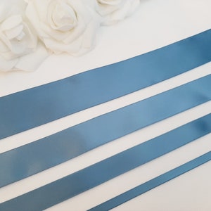 Dusty Blue Satin Ribbon, Double Sided Solid Dusty Blue Ribbon, Double ...