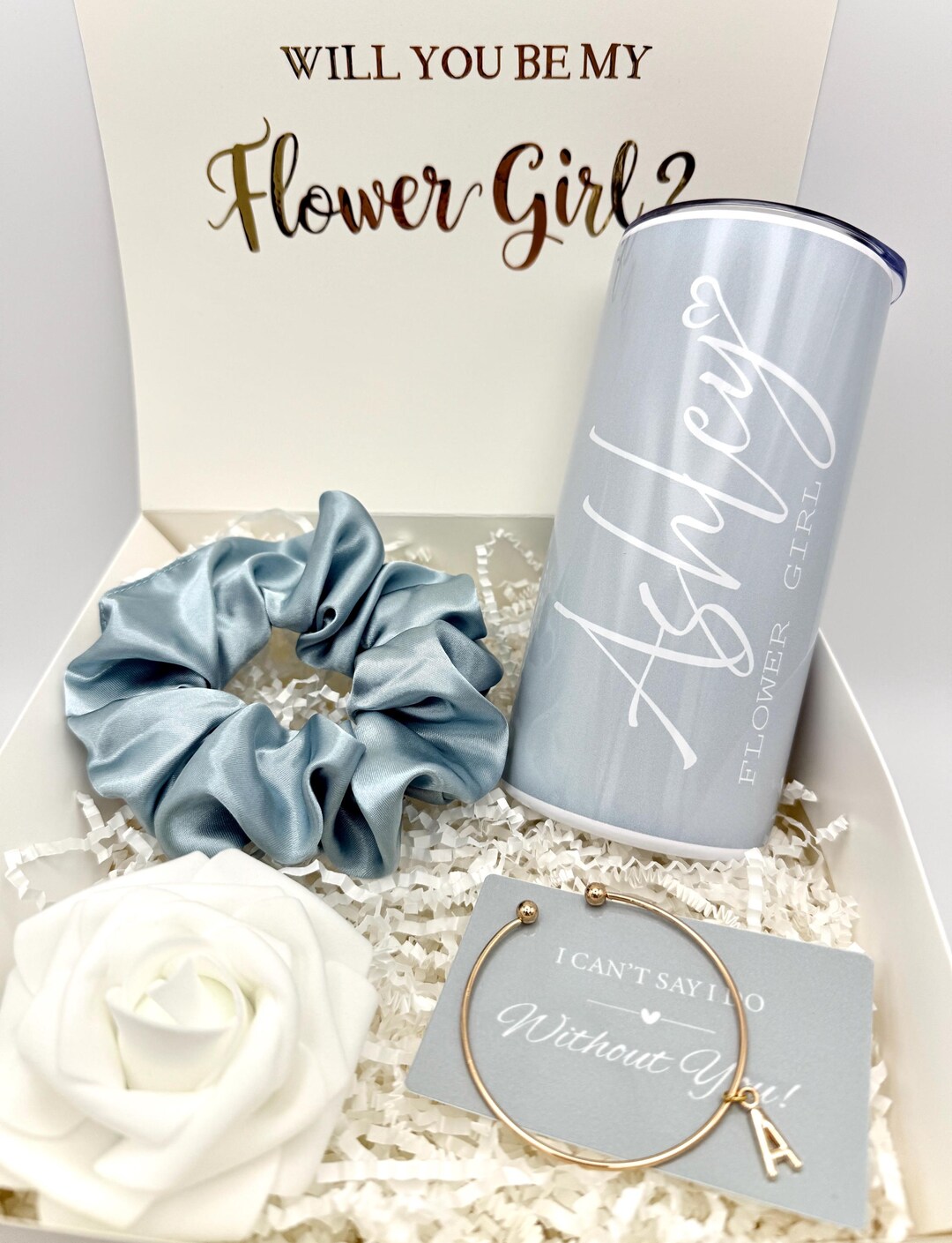 Flower Girl Proposal Flower Girl T Set Will You Be My Flower Girl Dusty Blue Flower Girl