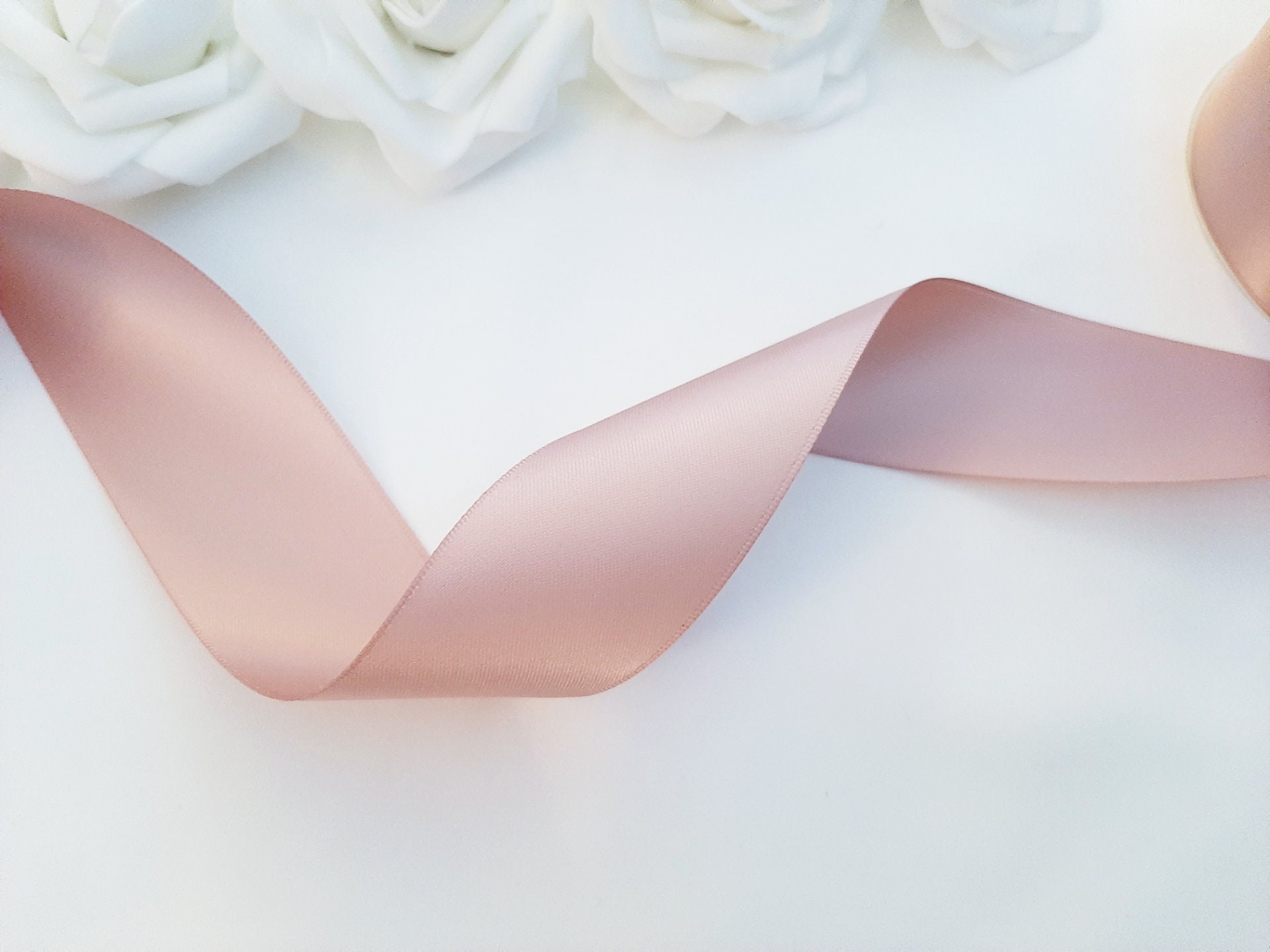 Rose Gold Satin Ribbon Double Sided Solid Rose Gold Ribbon | Etsy