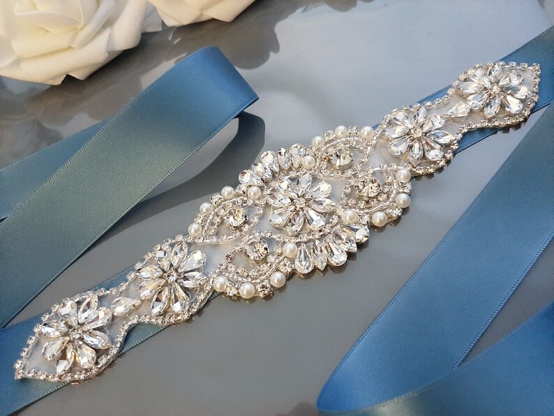 Turquoise Bridal Belt Rhinestone Belt Sash Belt Blue Bridal - Etsy
