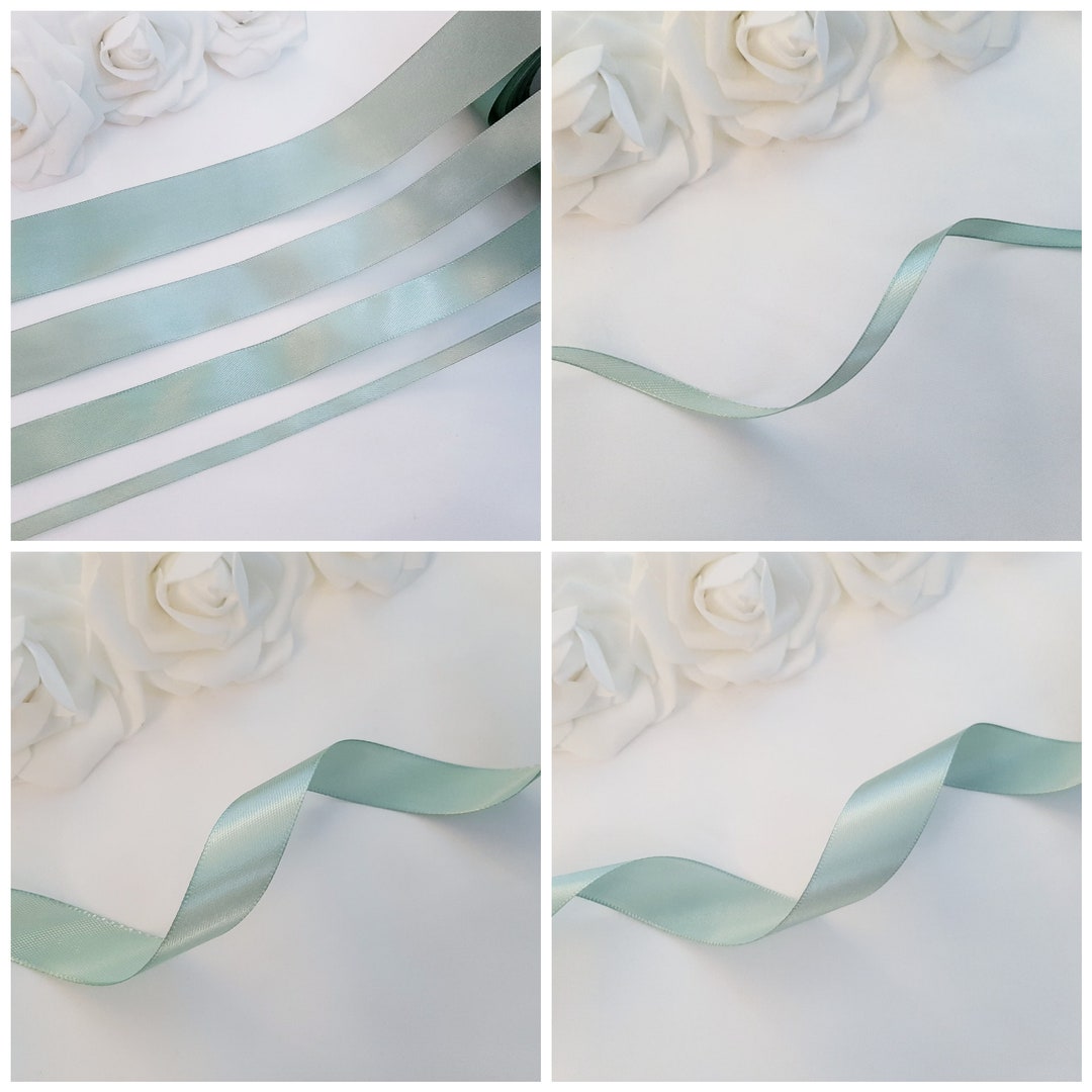 Sage Green Satin Ribbon, 25 Yards One Side Faced Solid Sage Ribbon ...