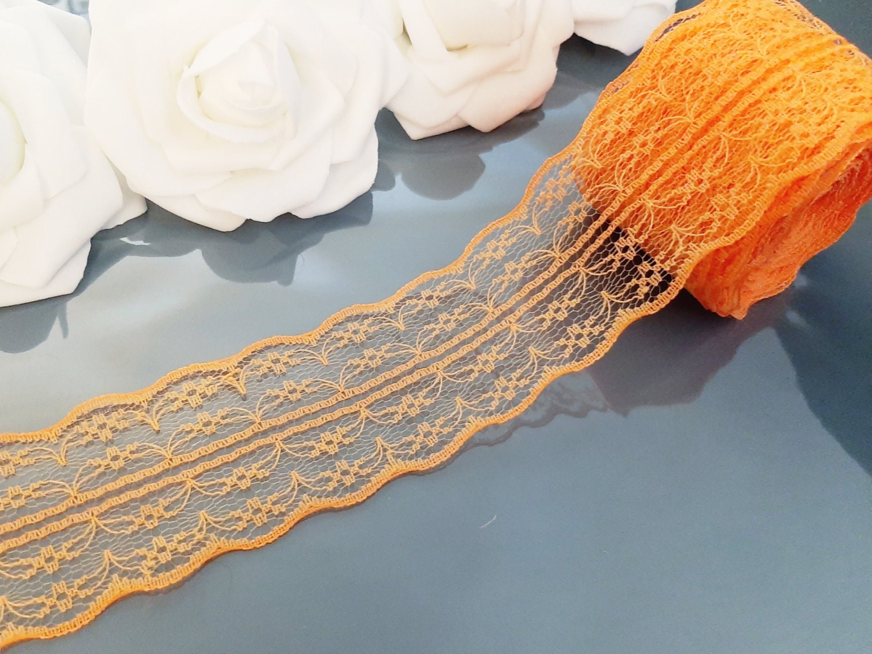 10 Yards Orange Lace Trim Lace Trim Lace Trim Ribbon - Etsy