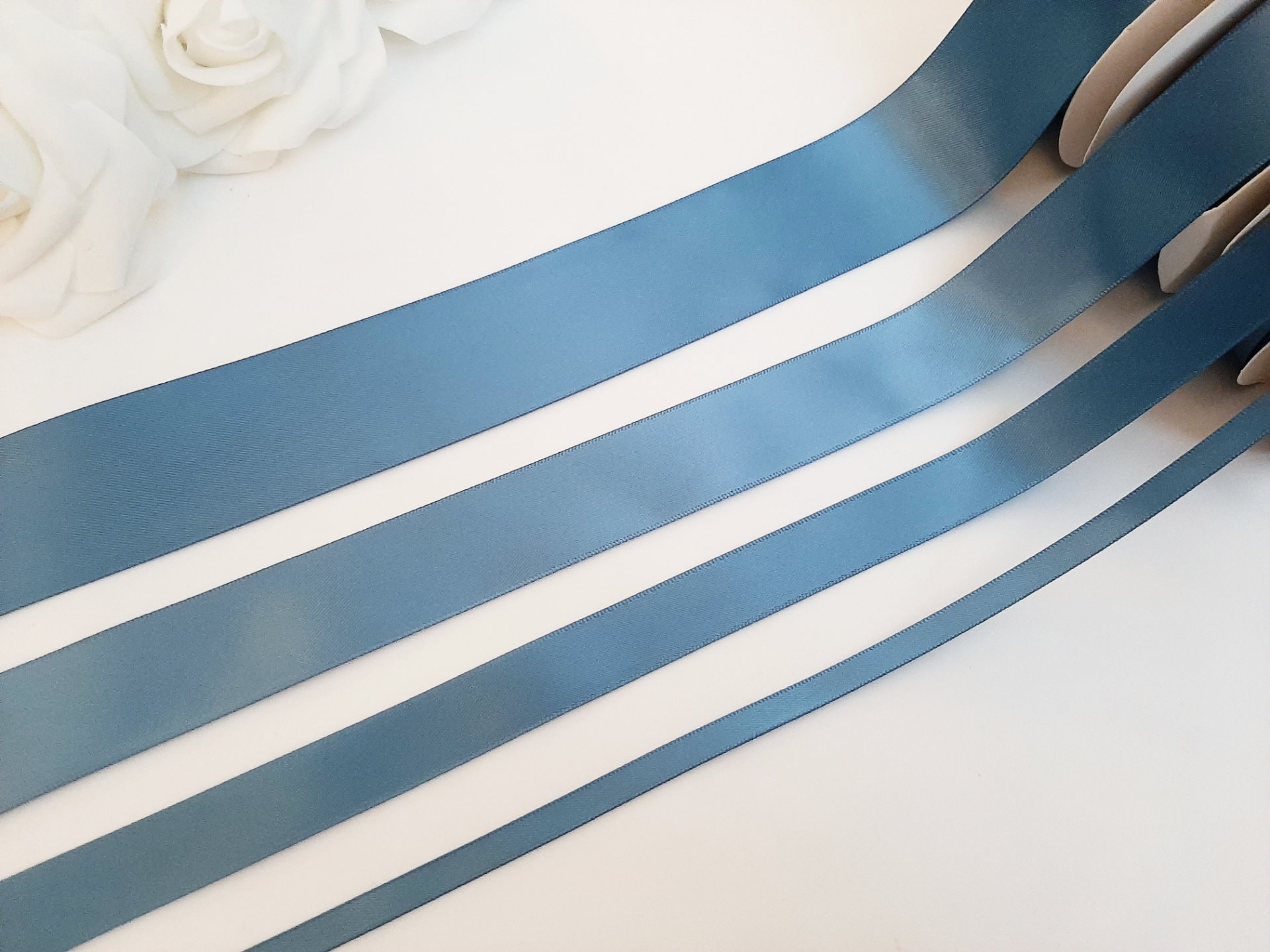 Dusty Blue Satin Ribbon Double Sided Solid Dusty Blue Ribbon | Etsy