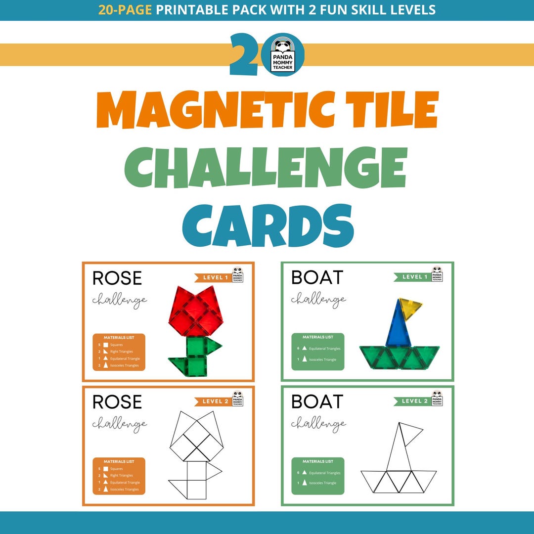 Magnetic Tile Challenge Cards (printable) - Etsy