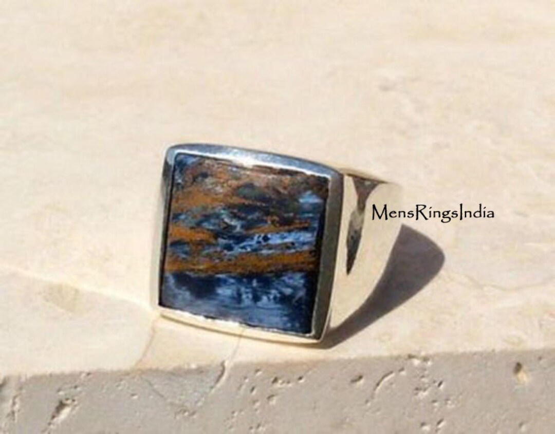 Men Pietersite Ring, Jasper Signet Ring, 925 Sterling Silver, Statement ...