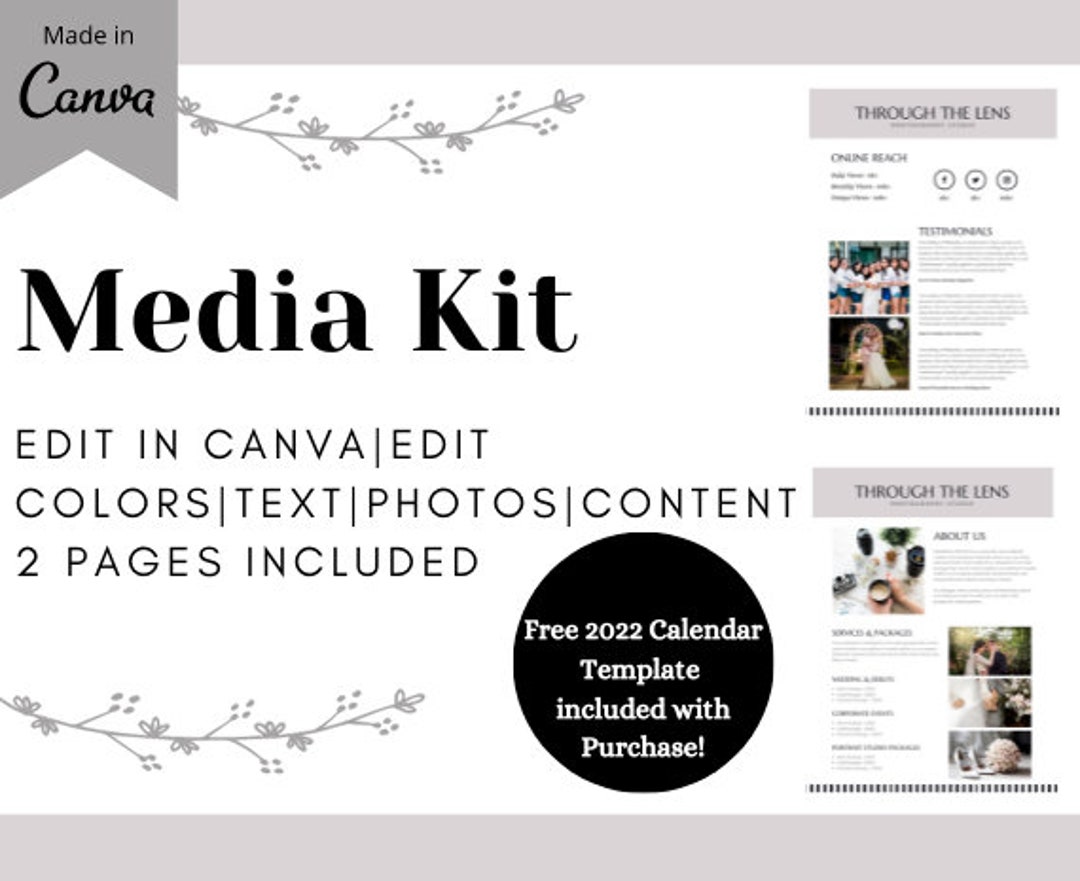 Media Kit Template Canva|blogger Media Kit|photography Media Kit ...