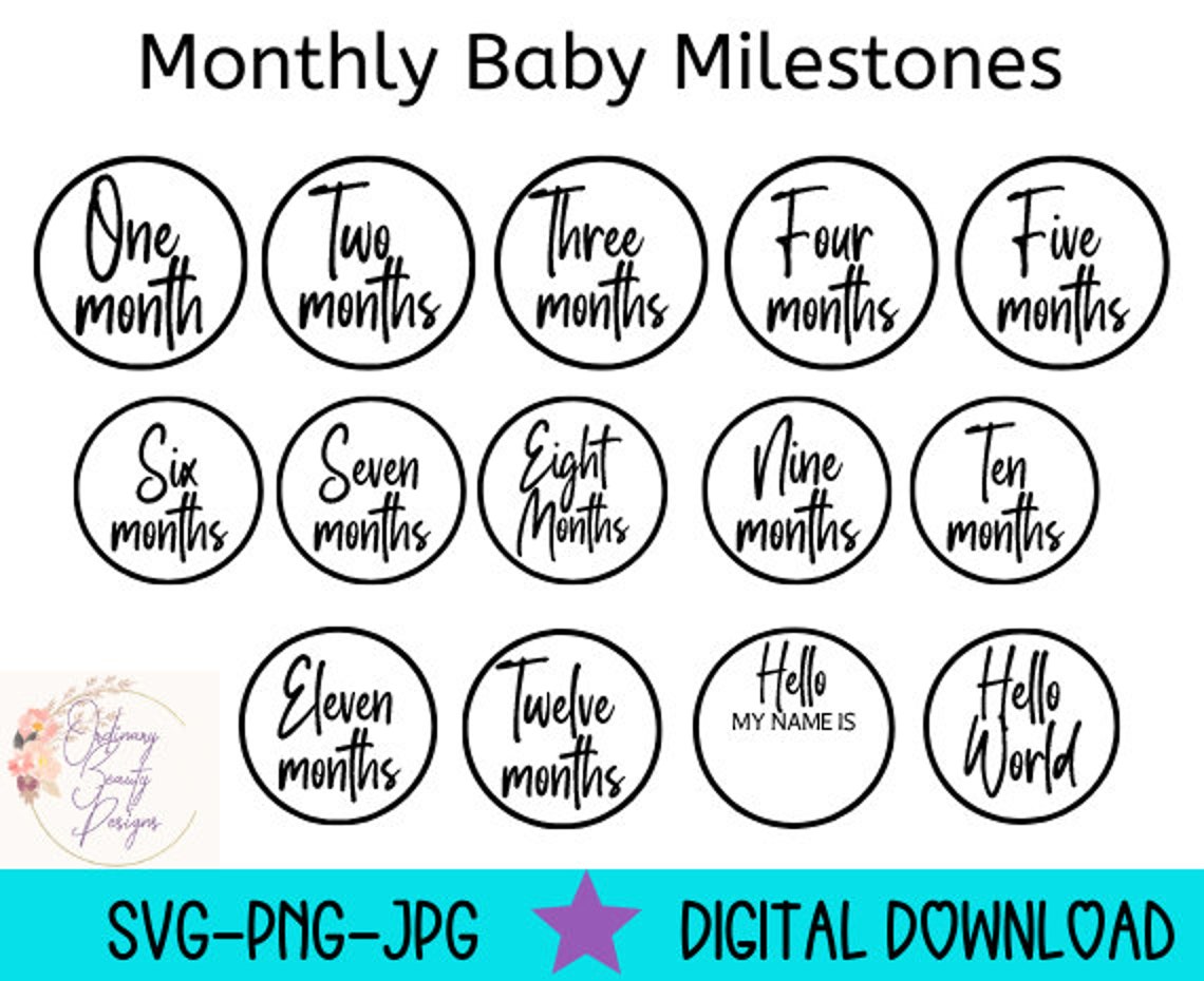 16 Baby Milestone Svg Monthly Monthly Milestone for Baby - Etsy