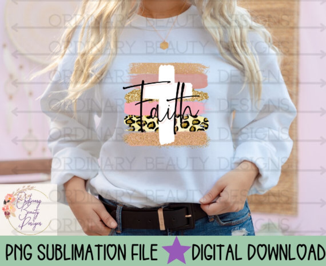 Faith Sublimation Design Image Faith With Cross Sublimation | Etsy