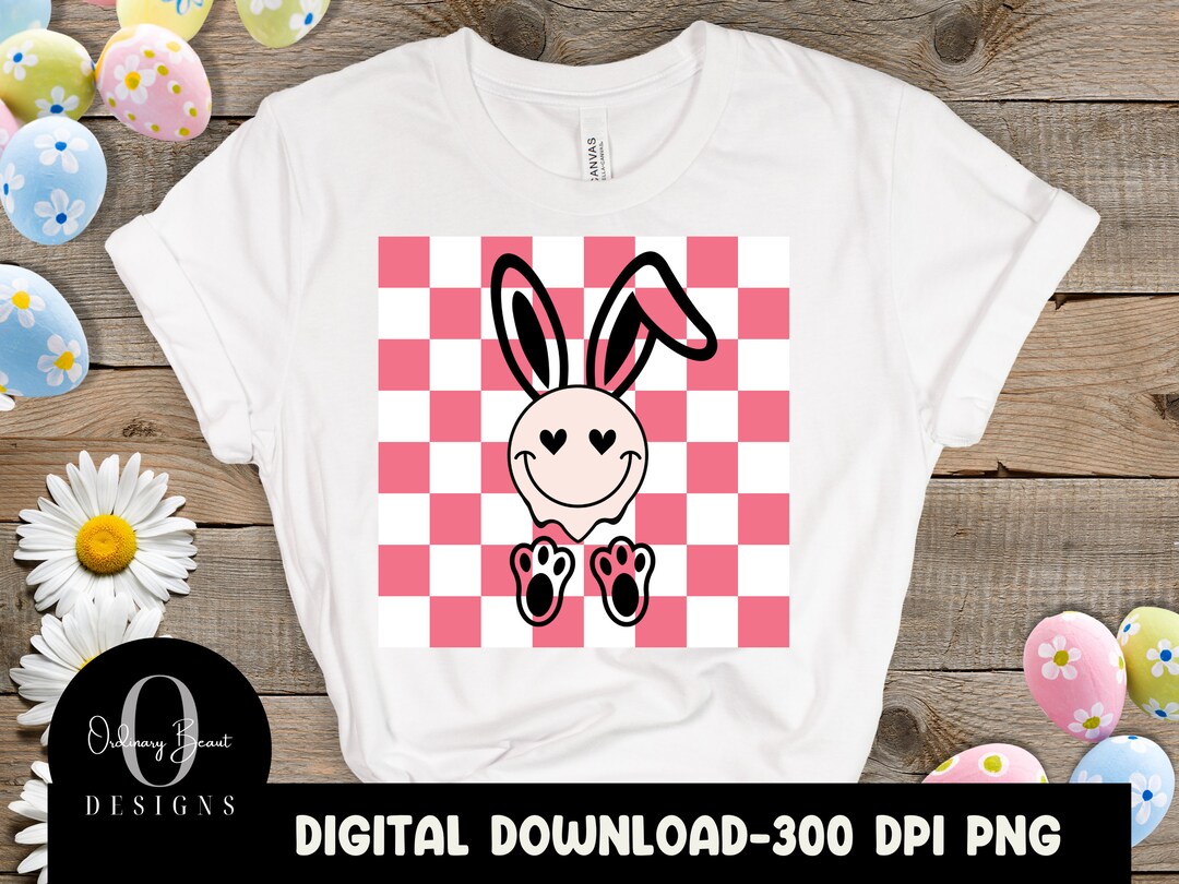 Smiley Face Bunny Happy Easter Easter Png Retro Easter Png - Etsy