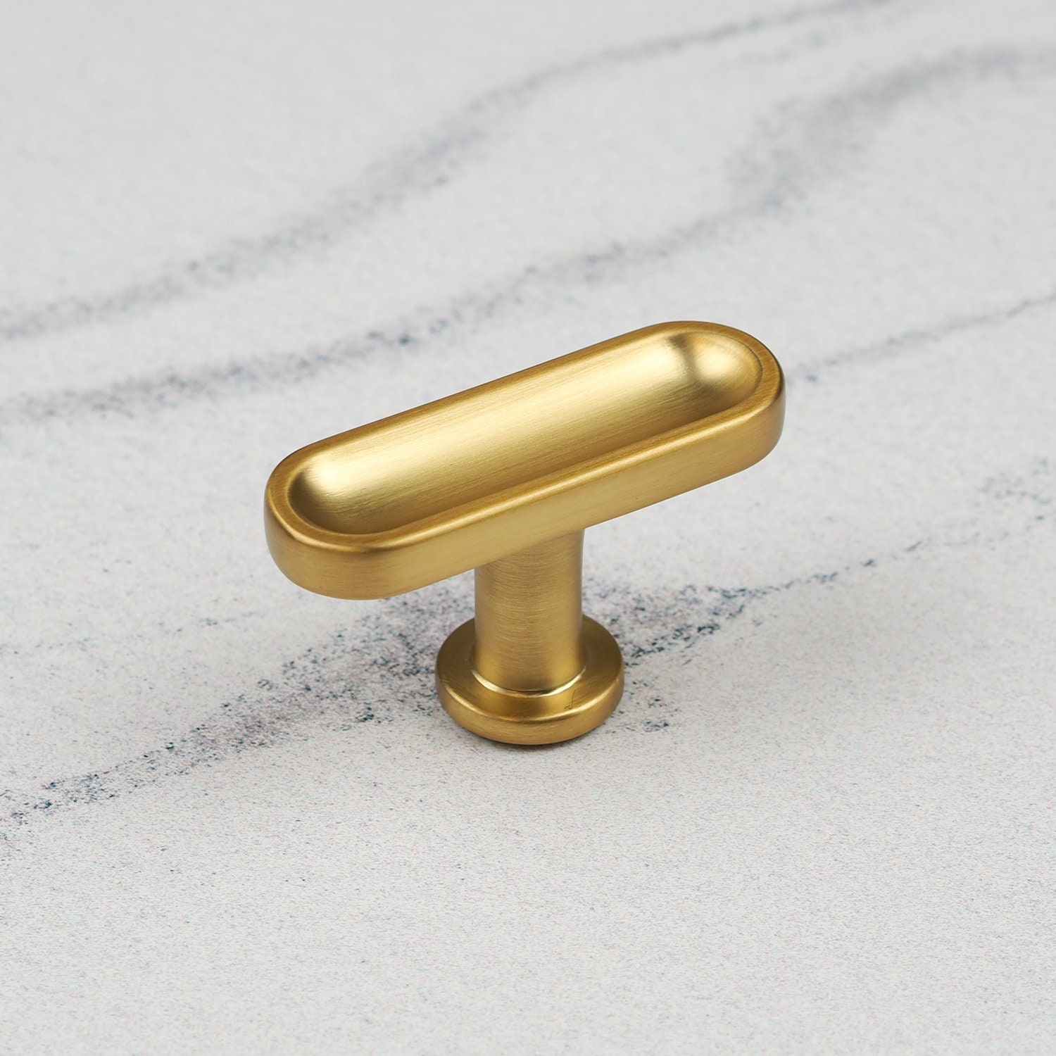 Brushed Brass Modern Grooved Cabinet Handle 128mm & Matching Knob Pulls ...