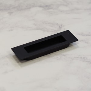 Matt Black Inset Rectangle Drawer Door Handle 96mm Pull Kitchen Office ...