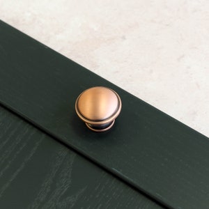 Brushed Copper Kitchen Cabinet Rounded D Handles 128mm & 160mm Matching 35mm Knob Hardware ...