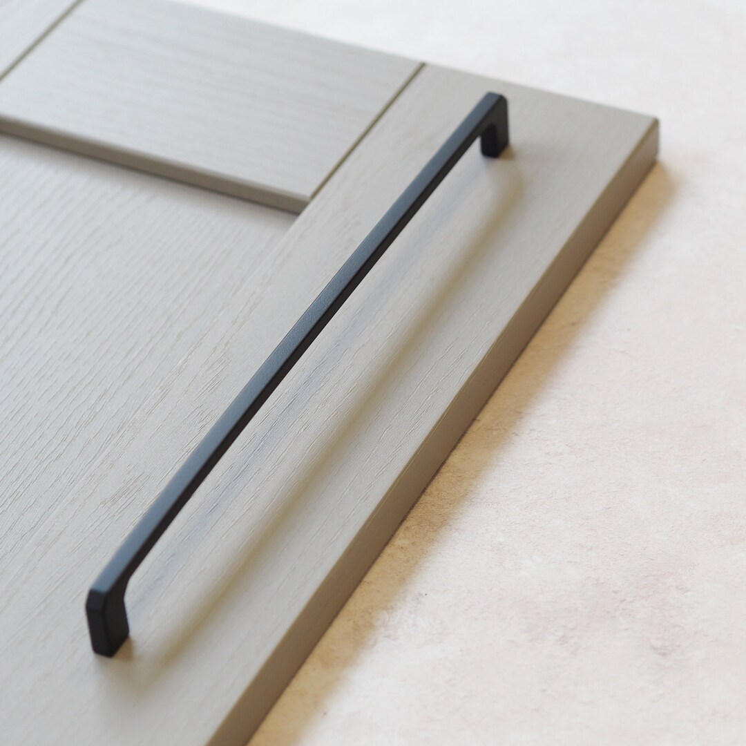 Matt Black Slim Squared Angular Kitchen Cabinet D Handle 320mm Bedroom ...