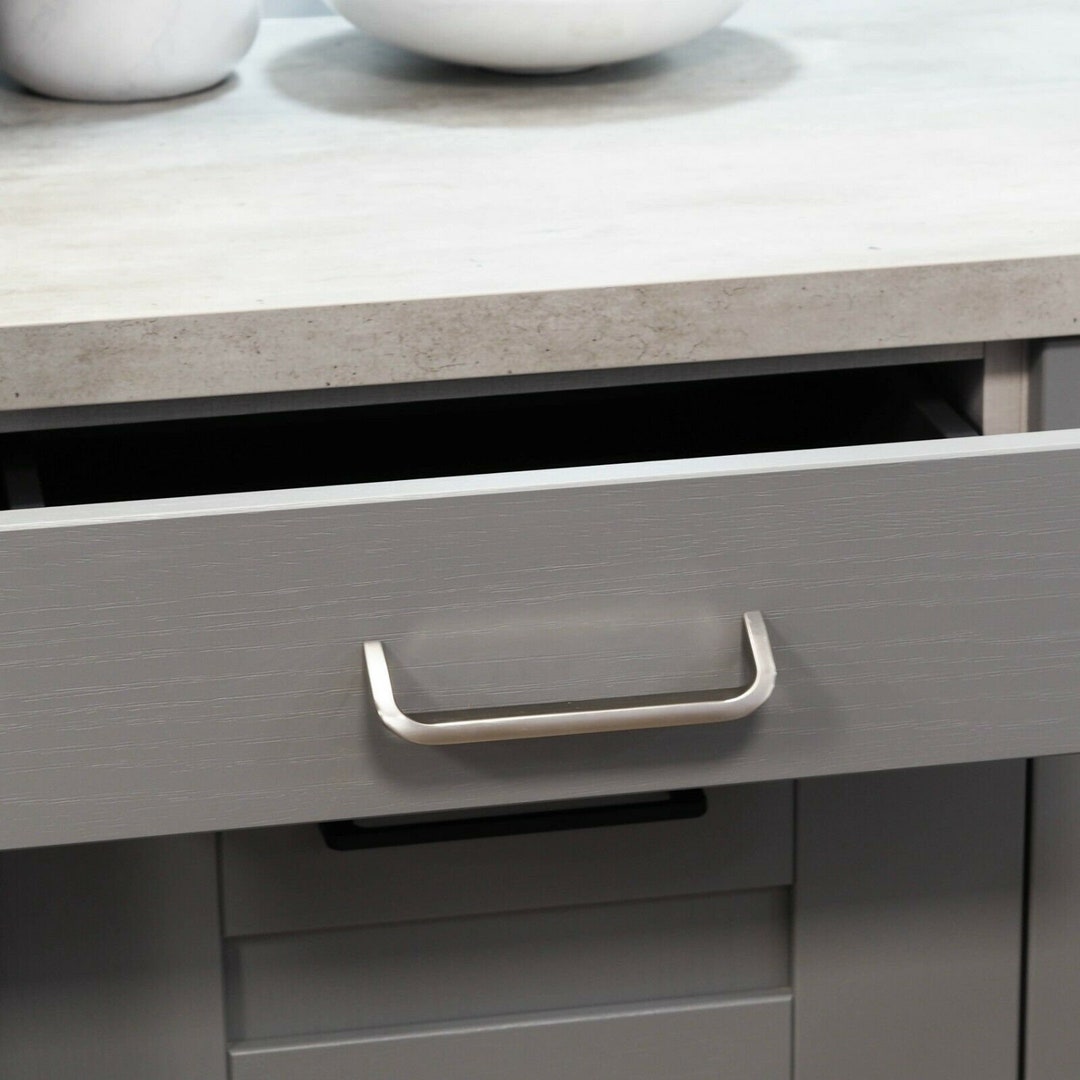 Brushed Nickel Silver D Shape Kitchen Cabinet Handle 160mm Cupboard ...