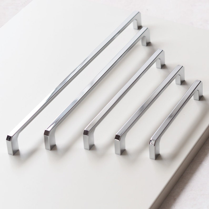 Polished Chrome Kitchen Cabinet Square Angled D Handles - Etsy