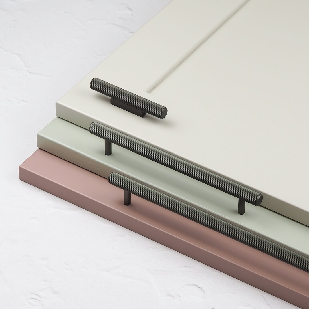 Dark Grey Reeded Kitchen Cabinet Handles 32mm 160mm 320mm Cupboard Door ...