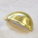 Satin Brass Half Moon Kitchen Cabinet Pull Handle 64mm Fixings Brushed ...