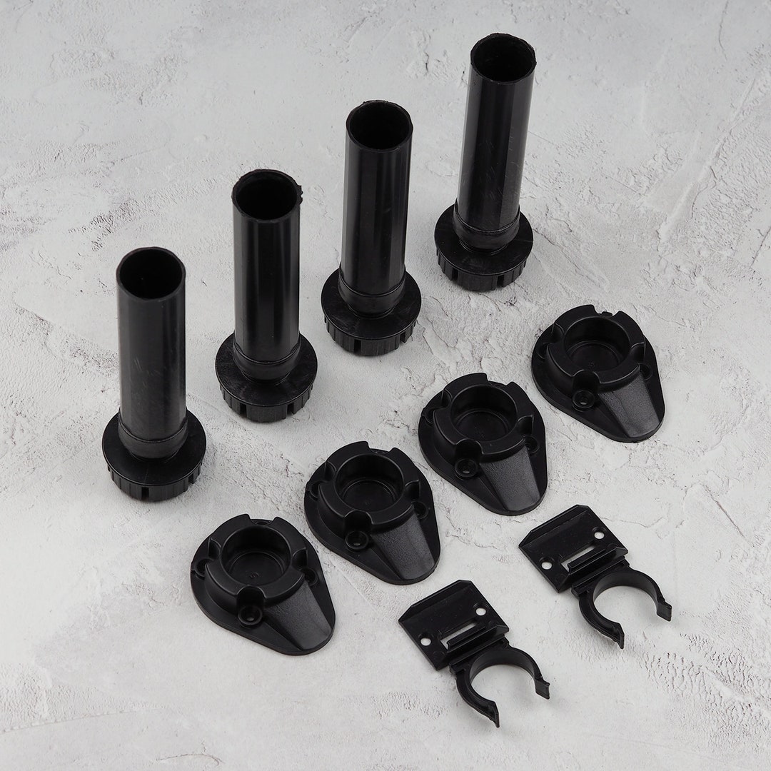Kitchen Cabinet Leg Set Black Plastic 48mm Adjustable 4 Legs 4 Sockets ...