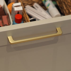 Matt Brass Gold Modern Kitchen Cabinet Square Angled Handle 160mm ...