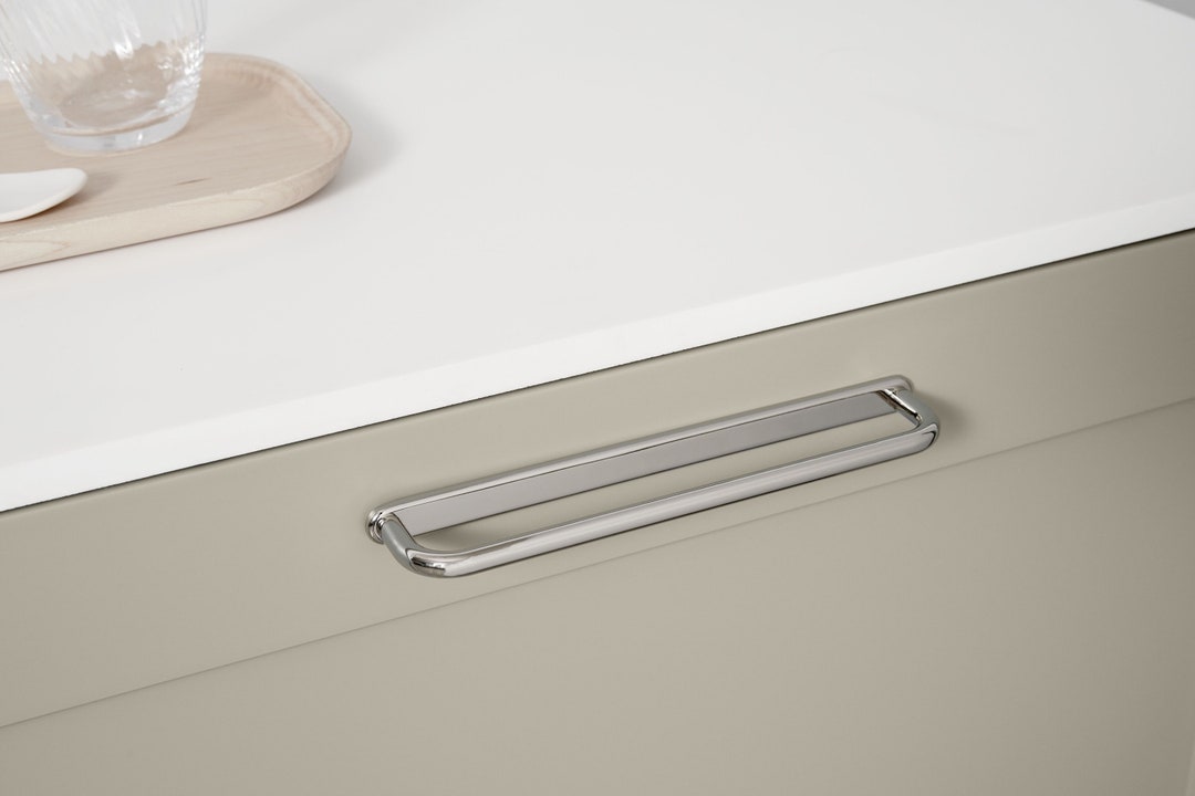 160mm Bright Nickel Kitchen Cabinet Backplate Rounded D Handle - Etsy