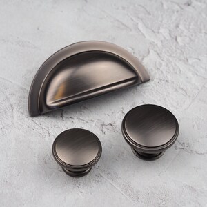 Gunmetal Dark Grey Kitchen Cabinet Cup Handle 76mm Matching 32mm & 38mm ...
