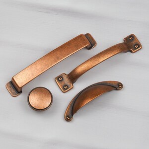 Copper Kitchen Bar Handle Antique Rustic Bar 128mm Fixings Cupboard ...