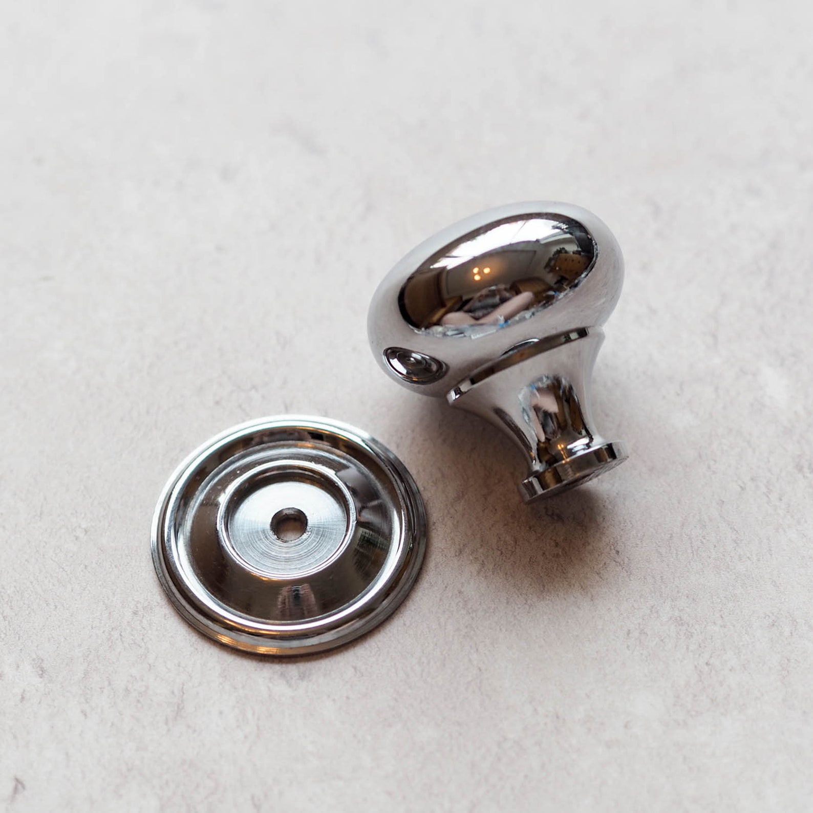 Polished Chrome Round Backplate Kitchen Cabinet Round Knob Handle ...