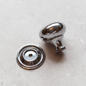Polished Chrome Round Backplate Kitchen Cabinet Round Knob Handle Bathroom Bedroom Cupboard ...