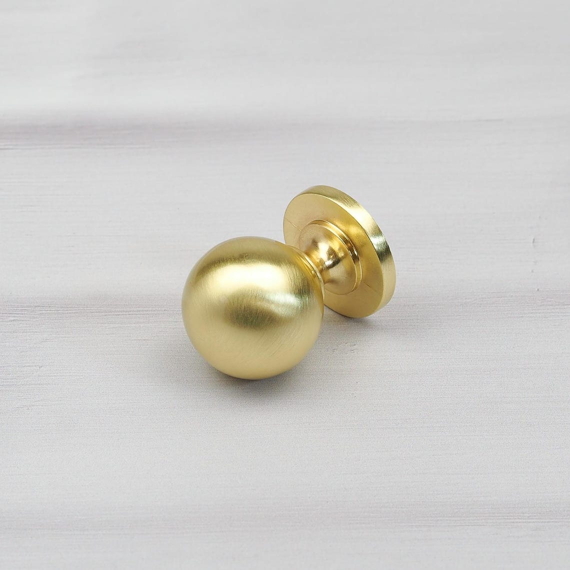 Brushed Brass Kitchen Cupboard Knob Gold Round Ball Handle Single ...