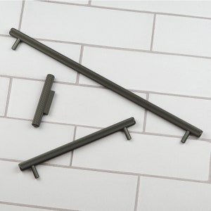 Dark Grey Reeded Kitchen Cabinet Handles 32mm 160mm 320mm Cupboard Door ...