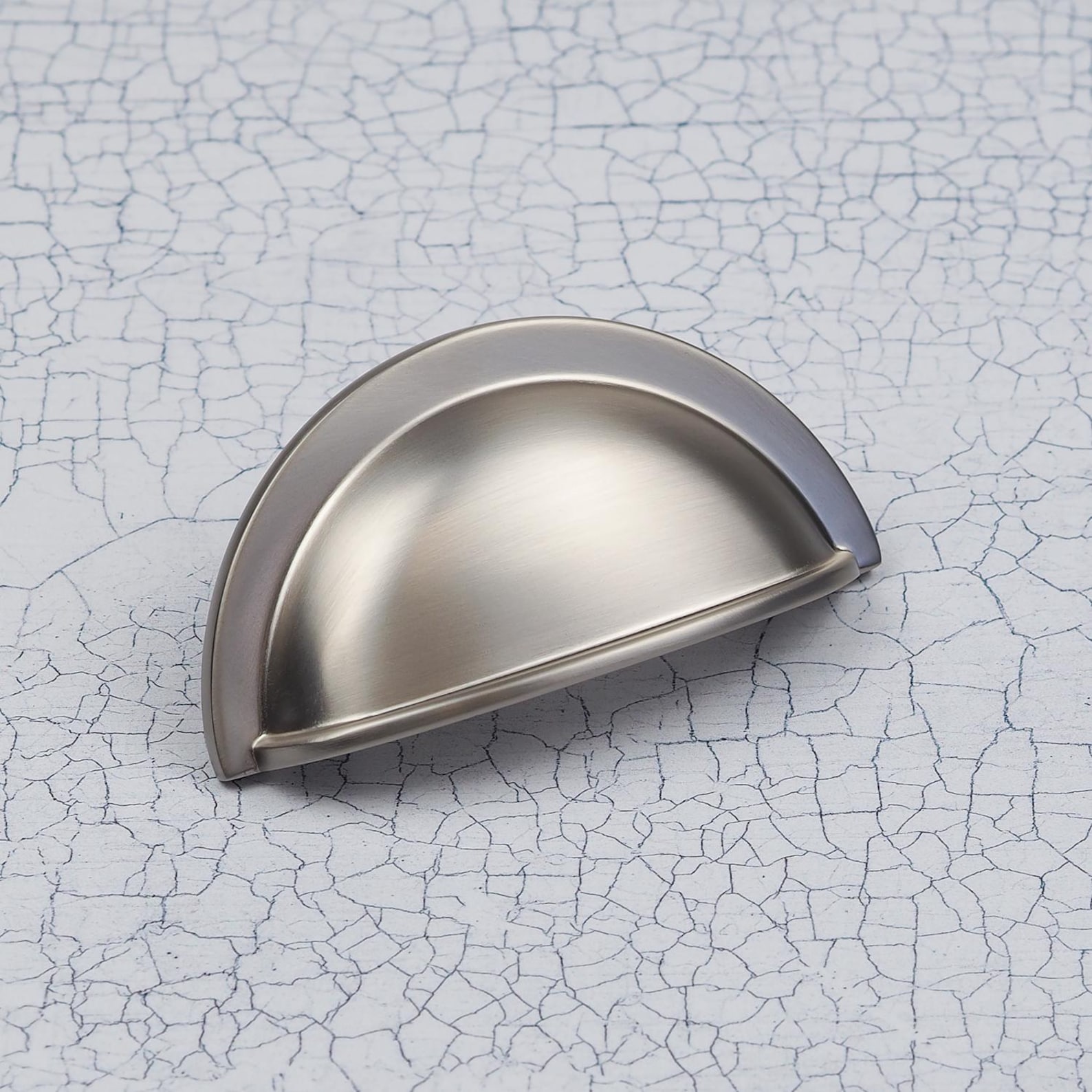 Nickel Kitchen Cabinet Cup Handle Shaker Brushed Silver Half Moon Pull ...