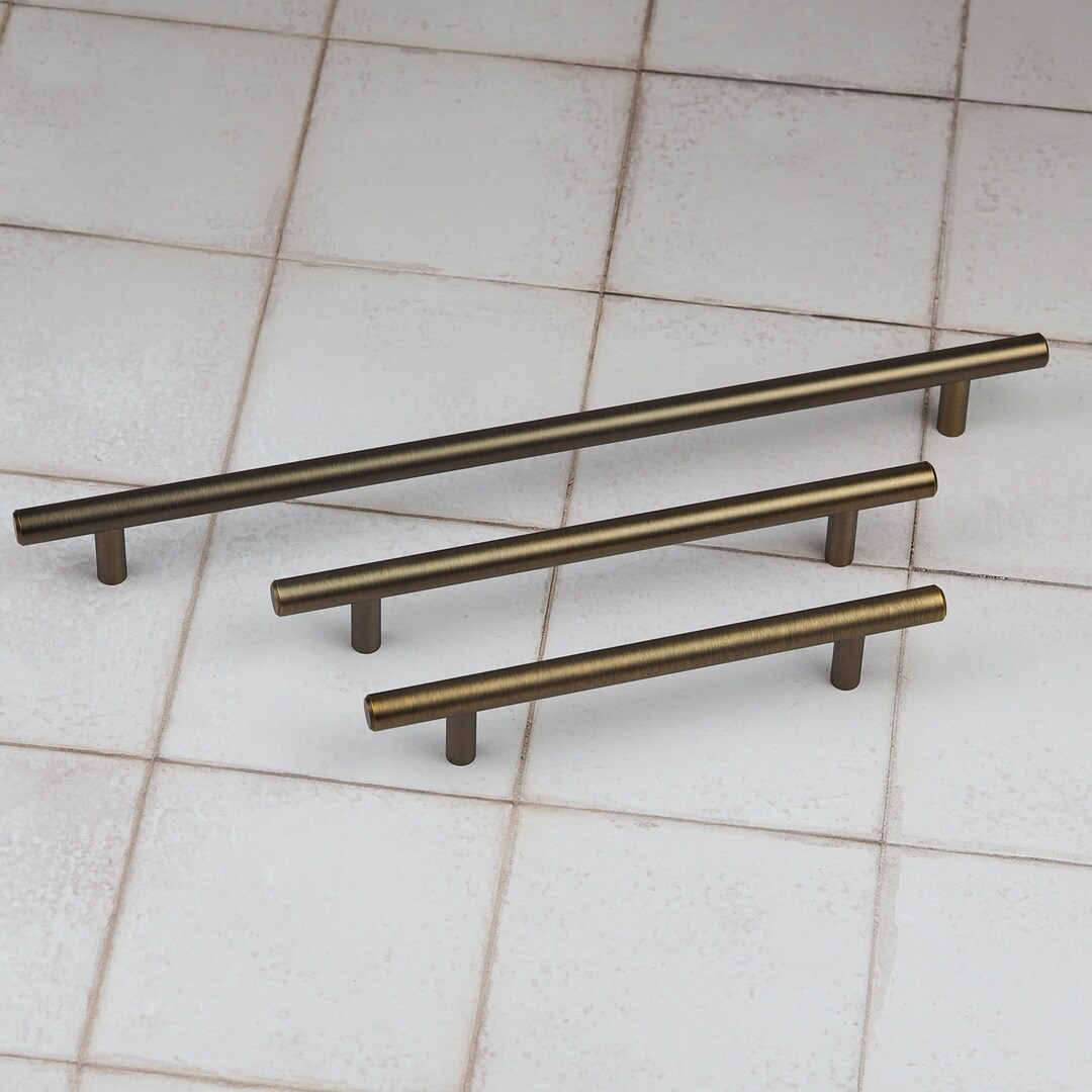 Antique Brass Kitchen Cabinet T Bar Handle 128mm 160mm 288mm Dark Gold ...