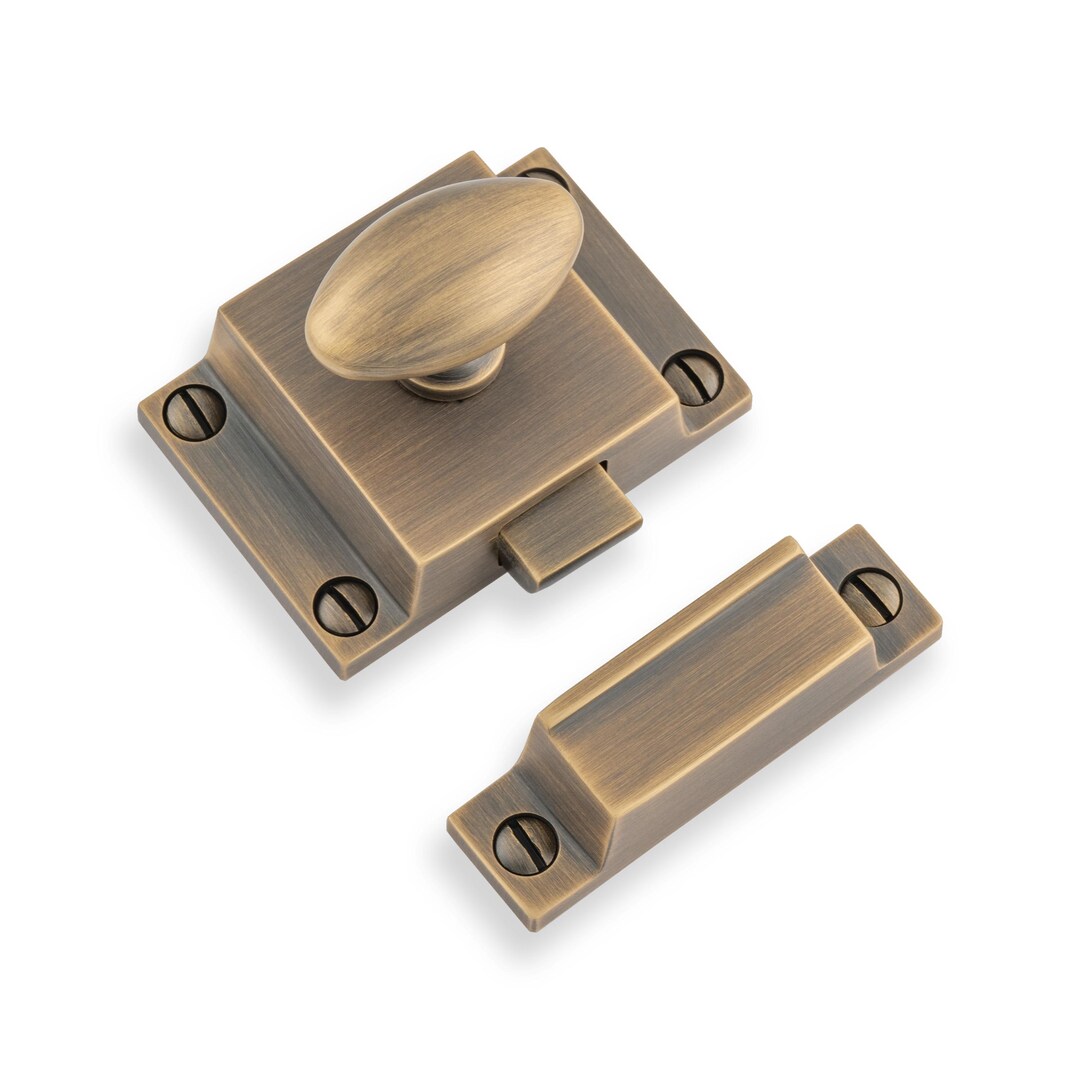 Antique Brass Cabinet Latch Gold Cupboard Door Drawer Hardware Solid ...