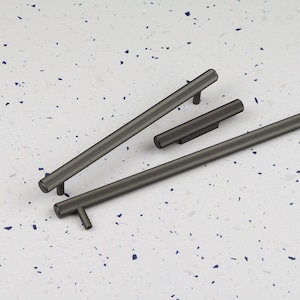 Dark Grey Reeded Kitchen Cabinet Handles 32mm 160mm 320mm Cupboard Door ...