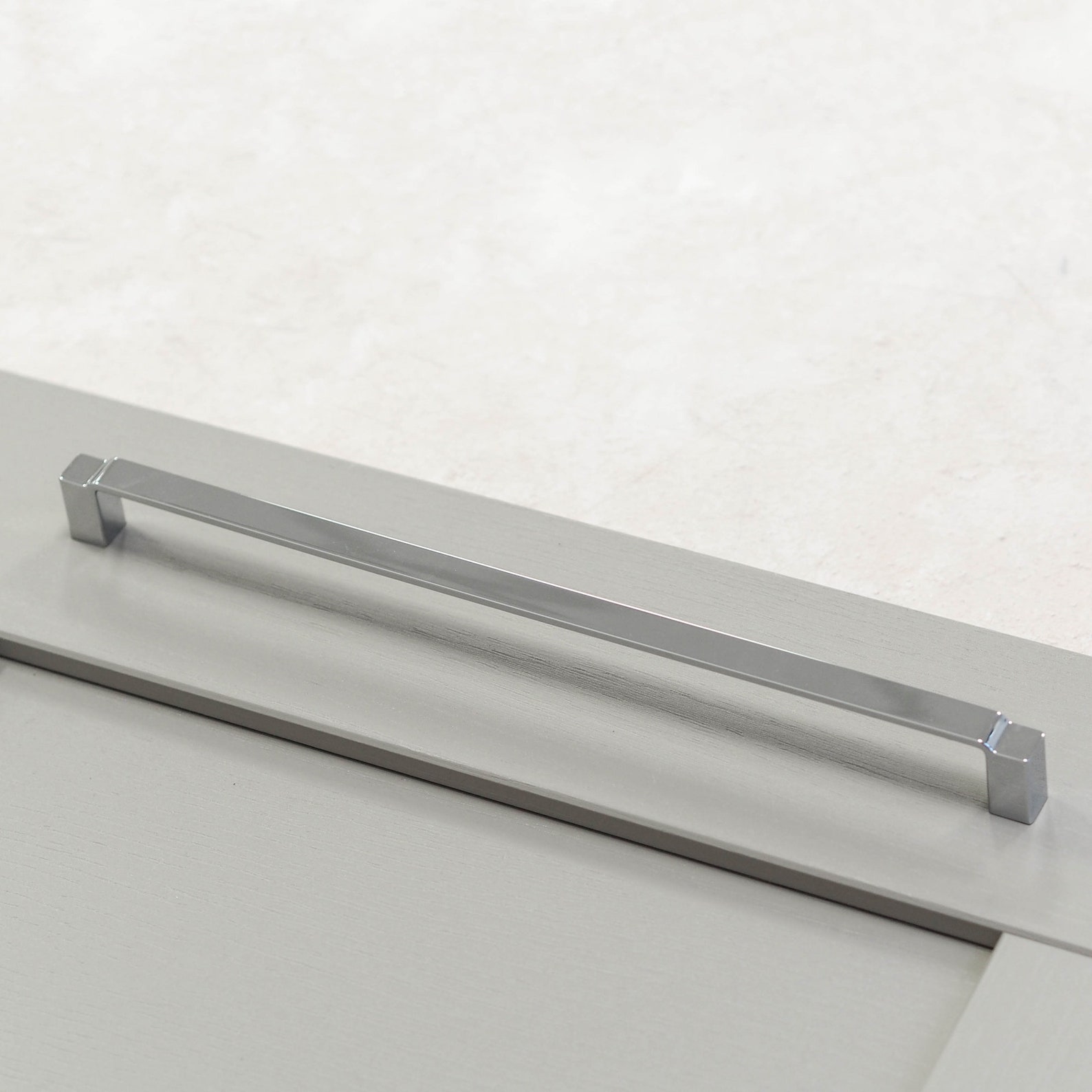 Polished Chrome Square Stepped Kitchen Cabinet Handles 160mm 192mm ...