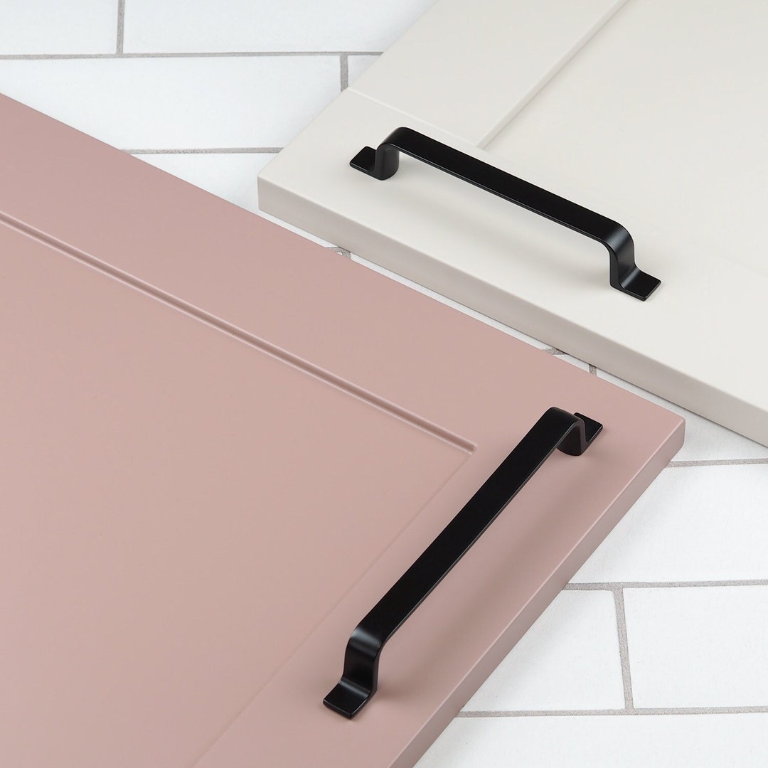 Matt Black Cupboard Handles Strap Design Kitchen Cabinet Door Drawer ...