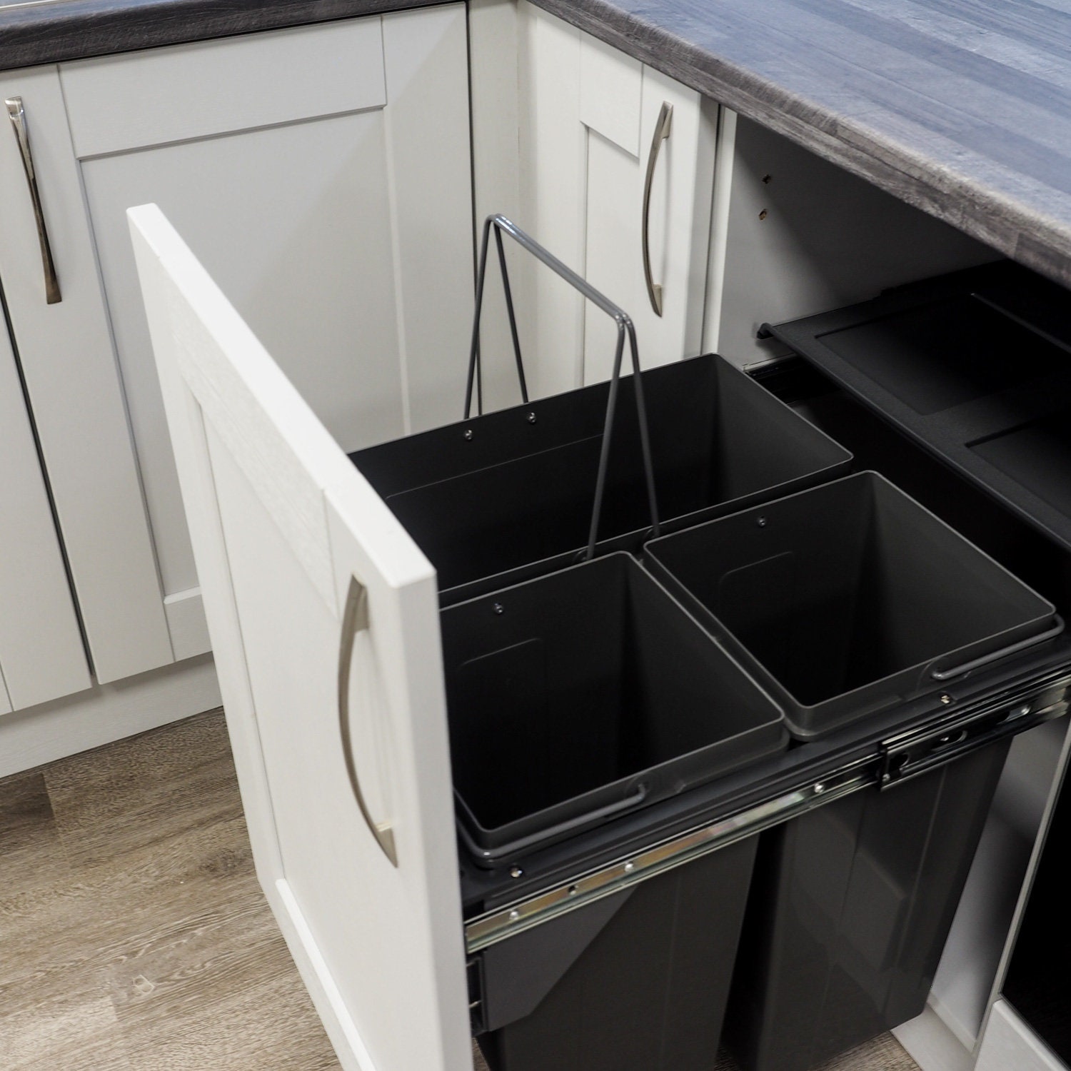 68L Integrated Pull Out Kitchen Waste & Recycling Bin for 500mm Cabinet ...