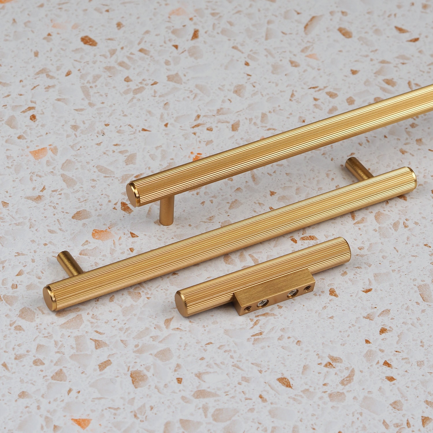Gold Brass Reeded Bar Kitchen Handles Grooved Cupboard Cabinet Door ...